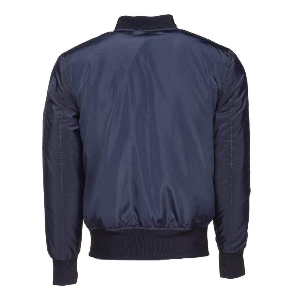 Men Zak's blue Nylon flight jacket with ribbed waist – Lusso Leather